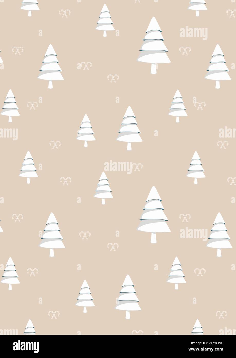 Multiple white christmas trees with pattern on beige background Stock ...