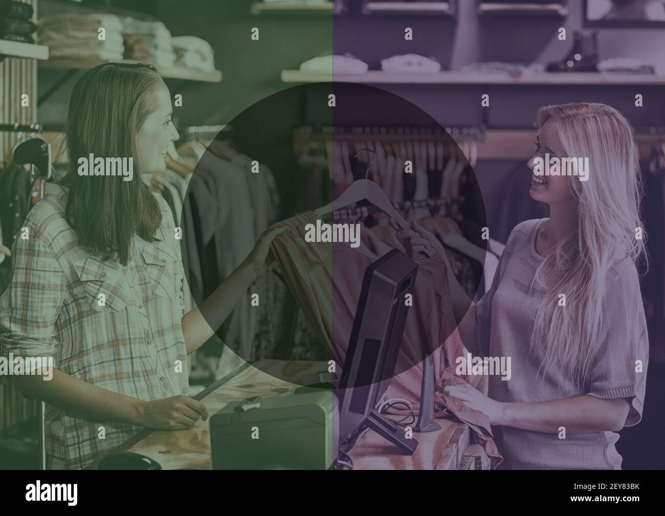 Female shop assistant and customer in clothes shop Stock Photo - Alamy