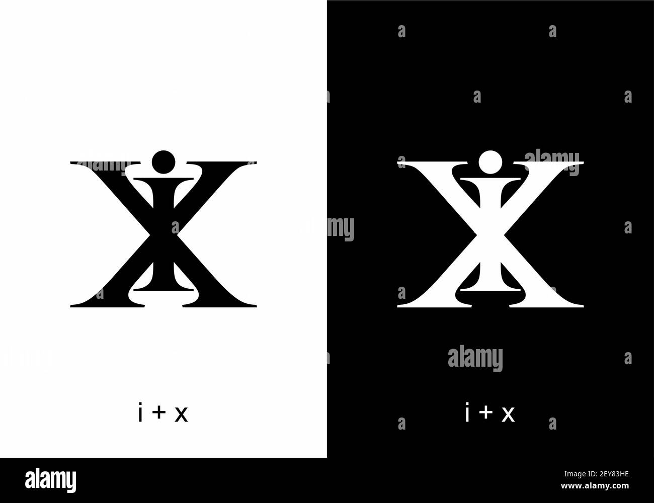 Black and white ix or xi initial letter text design Stock Vector Image ...