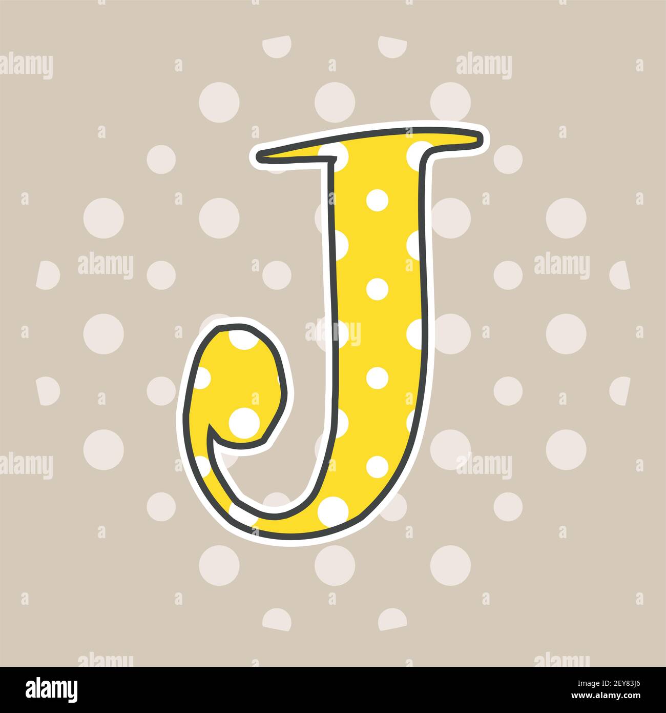 Cute dotted letter J isolated on beige background. Vector illustration ...