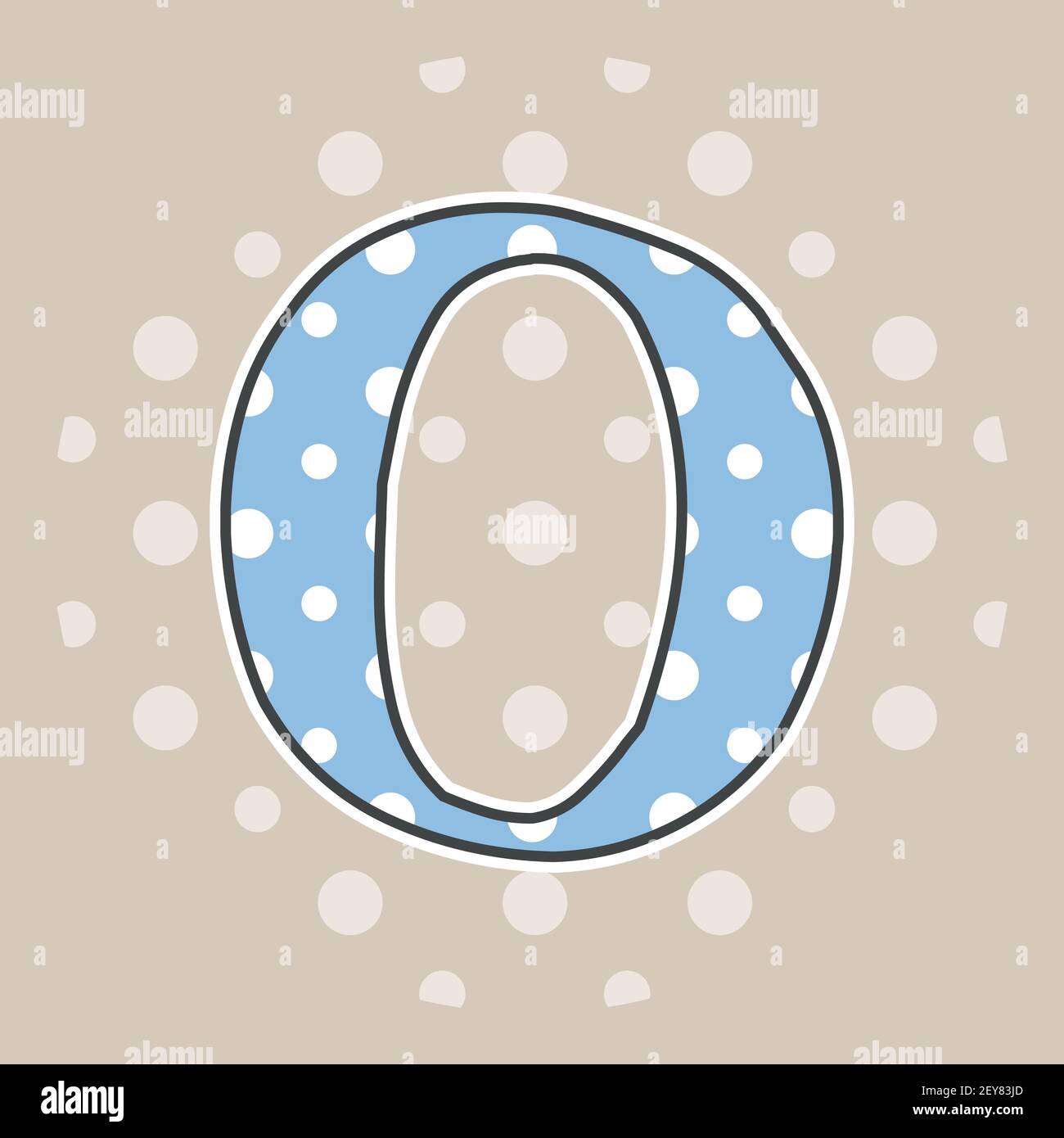 Cute dotted number zero isolated on beige background. Vector ...