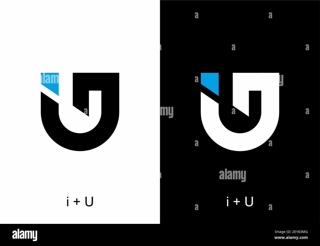 Black white blue of iu initial letter text design Stock Vector Image ...