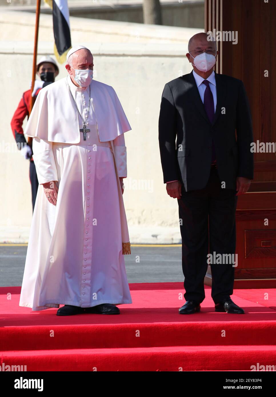 Baghdad, Iraq. 05th Mar, 2021. Iraqi President Barham Saleh (R ...