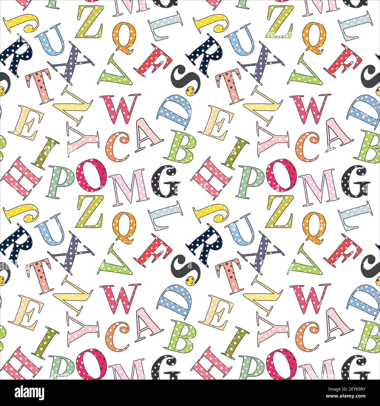 Cute dotted Alphabet seamless pattern. Vector illustration. Element for ...