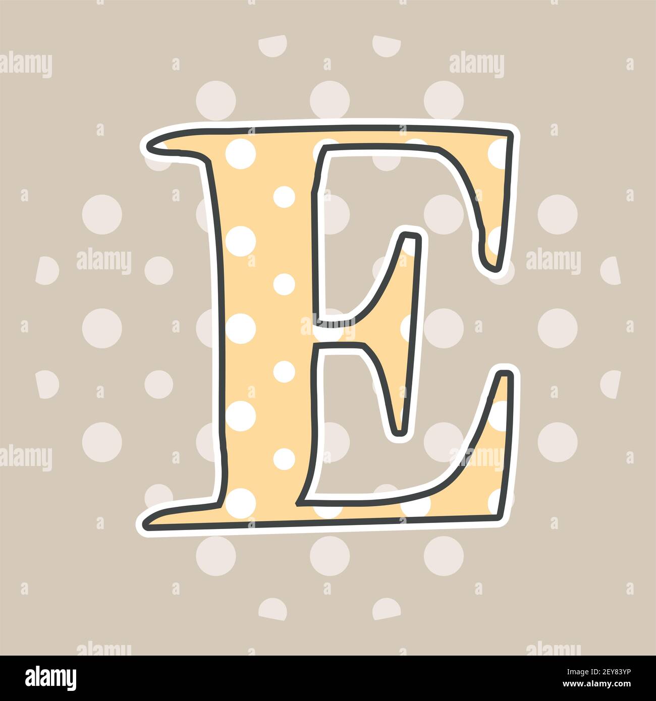 Cute dotted letter E isolated on beige background. Vector illustration ...