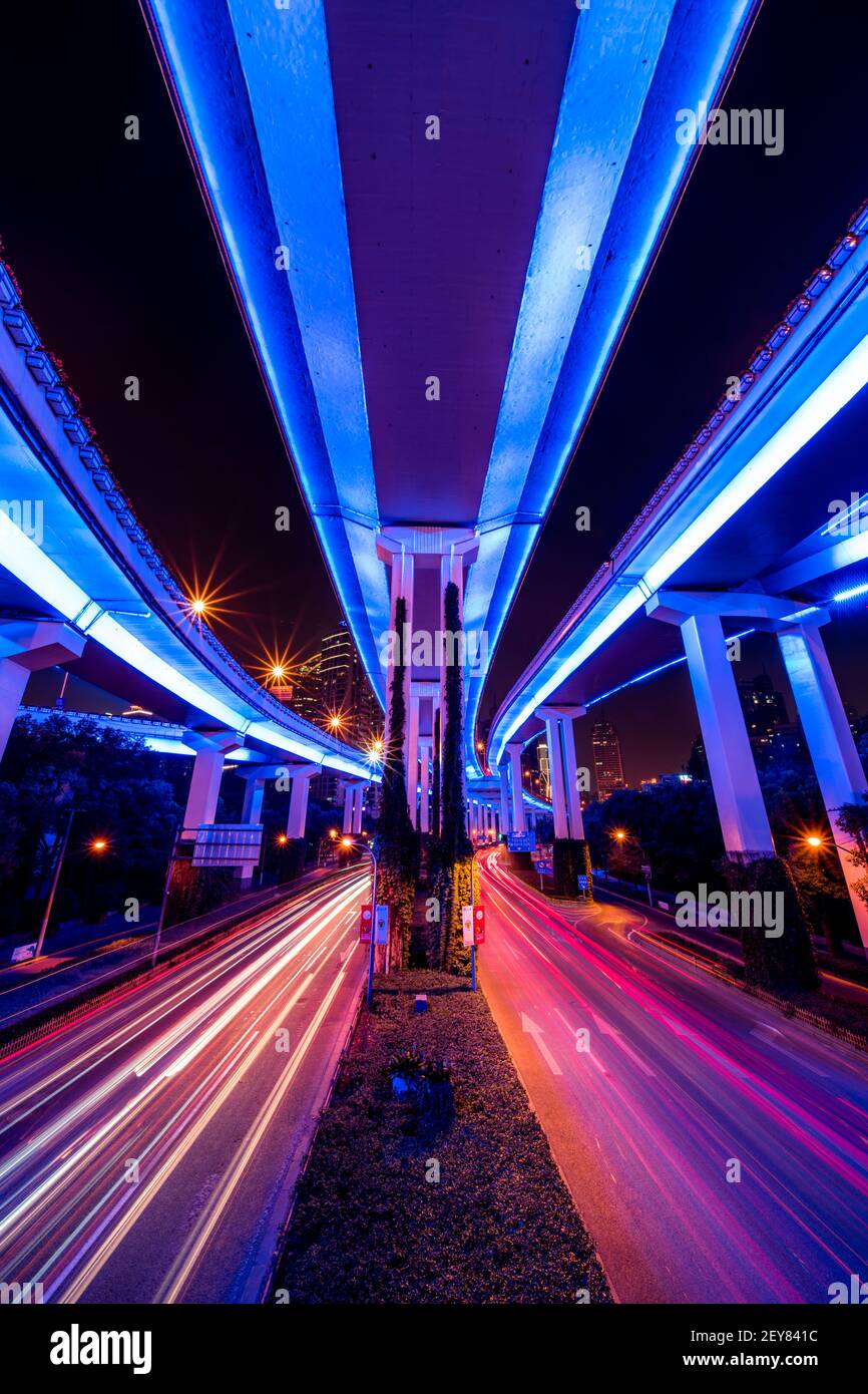 LED illuminated, futuristic Street in Shanghai Stock Photo - Alamy