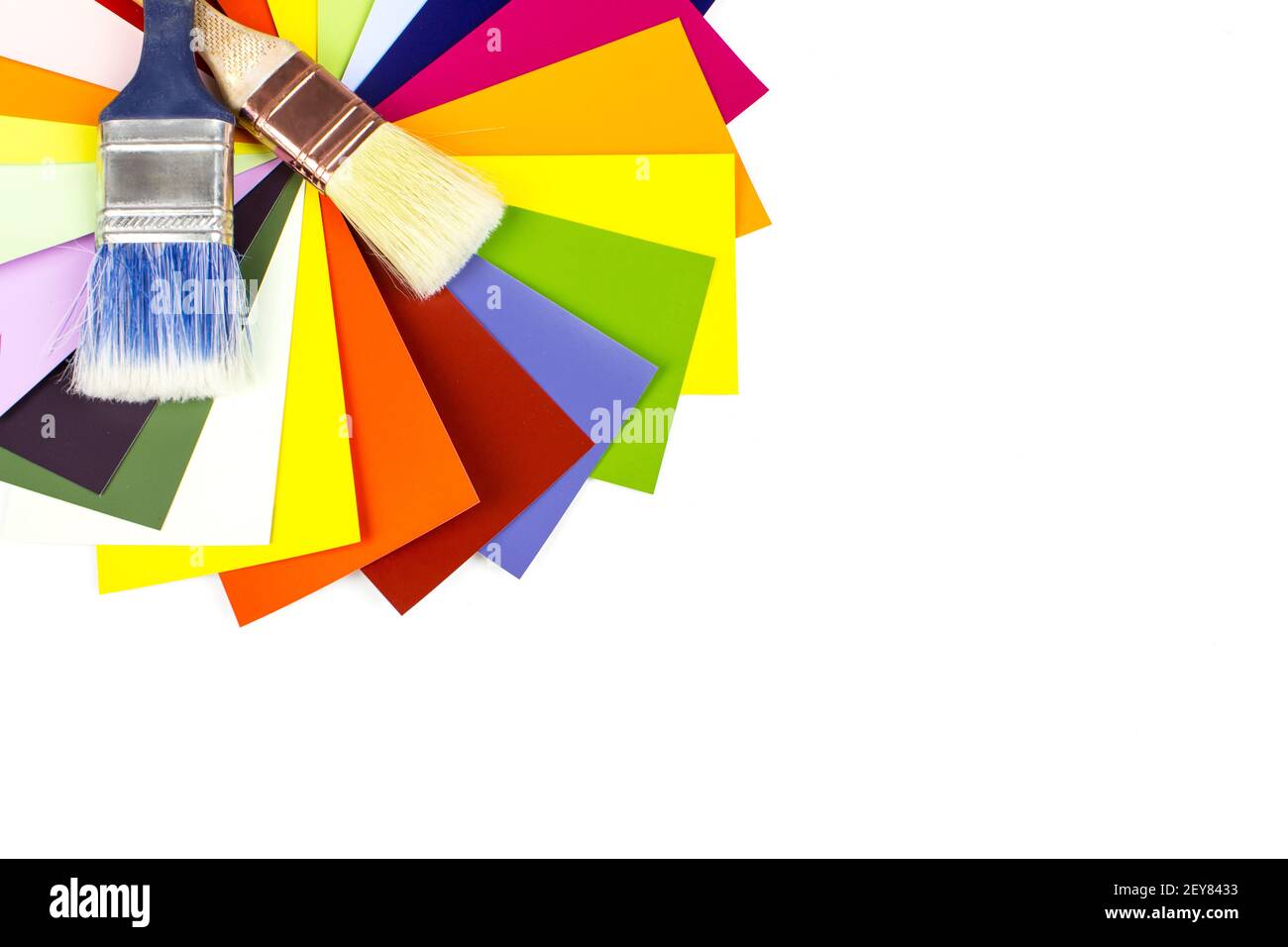 Paint Brushes With Color Cards. Different colour swatches with ...