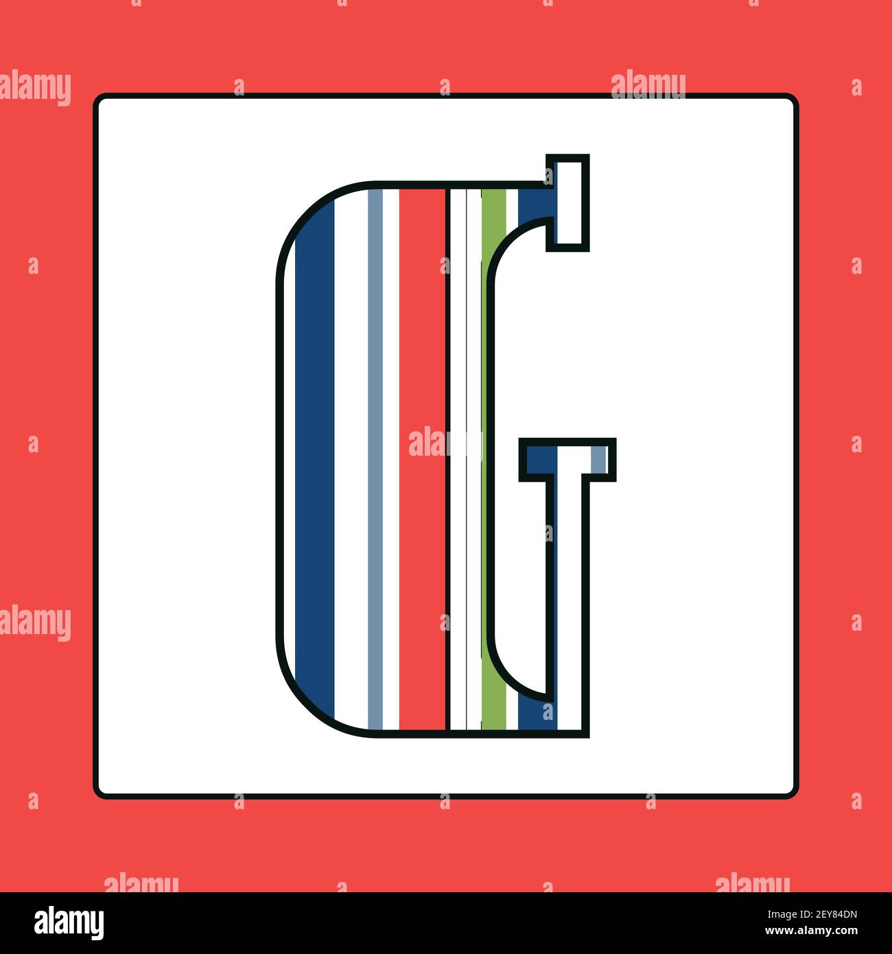 Striped colorful letter G isolated on white background. Elements for ...