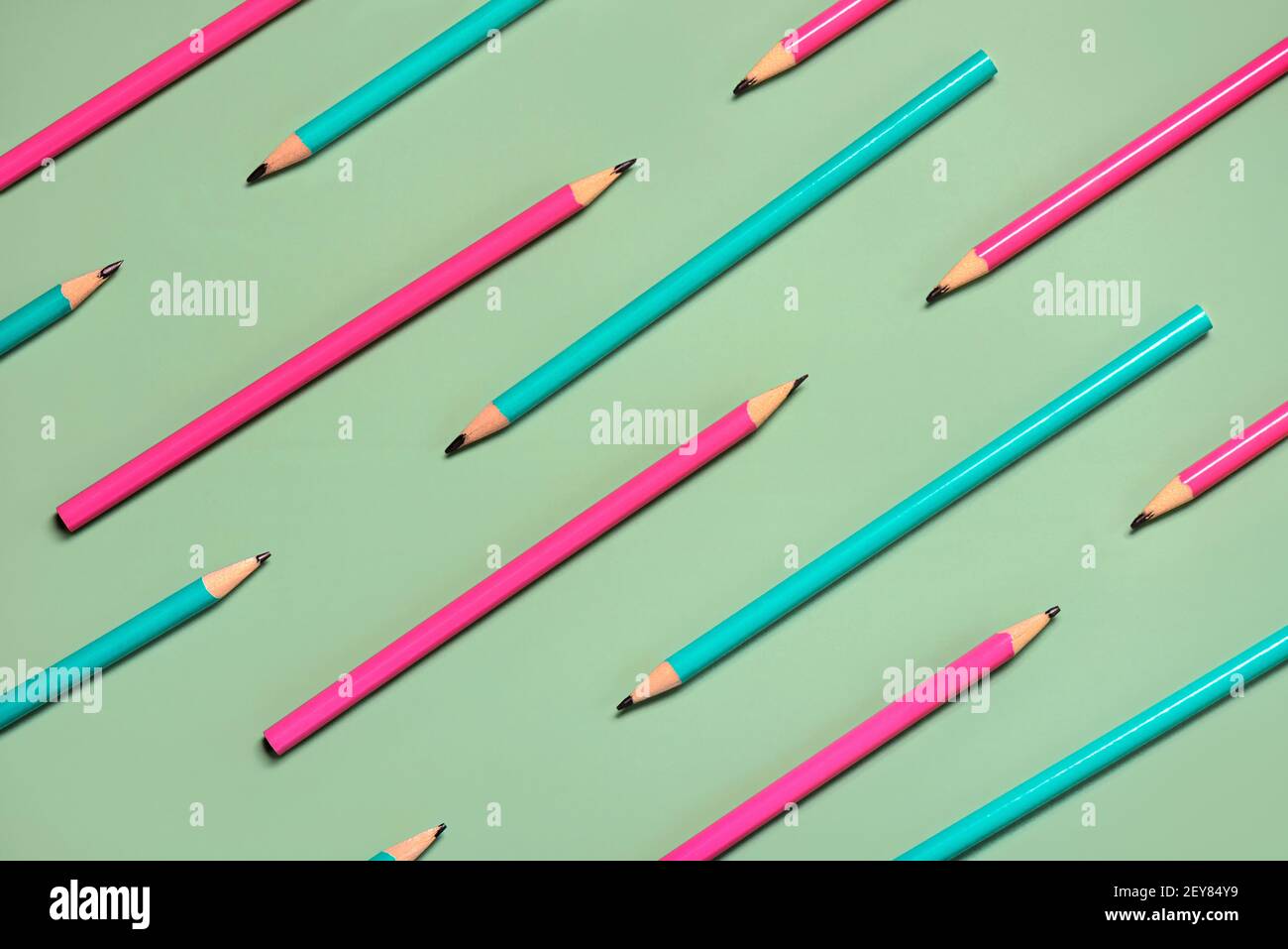 Geometric pattern made with colored pencils on green background Stock ...