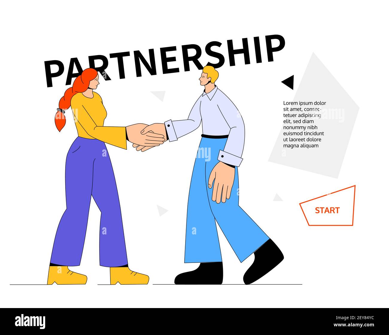 Partnership - modern colorful line design style web banner with copy ...