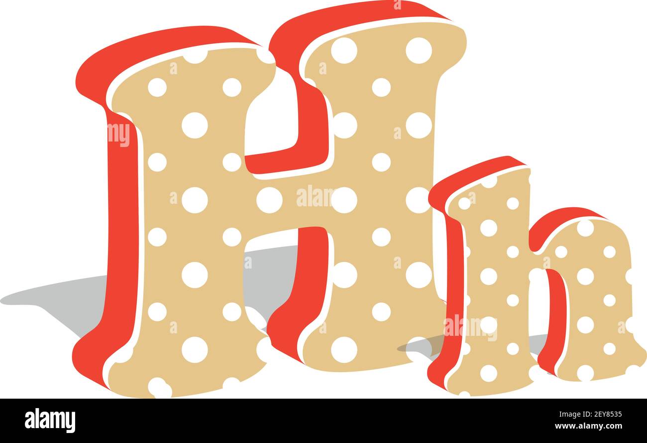 Capital and numeric cute dotted 3d letter H isolated on white ...