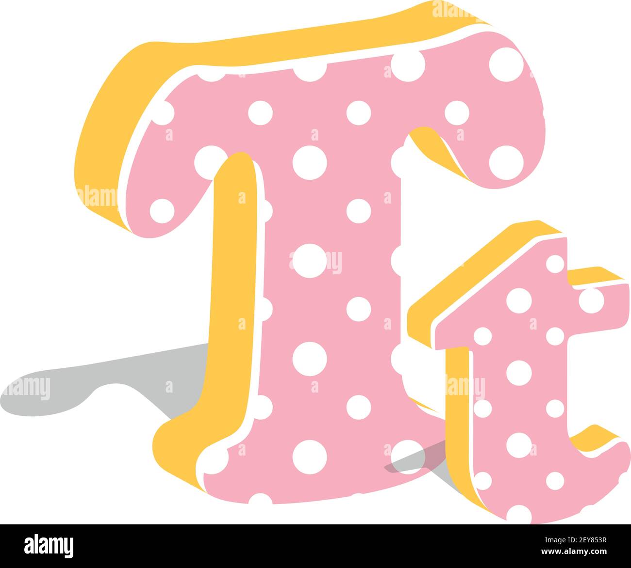 Capital and numeric cute dotted 3d letter T isolated on white ...