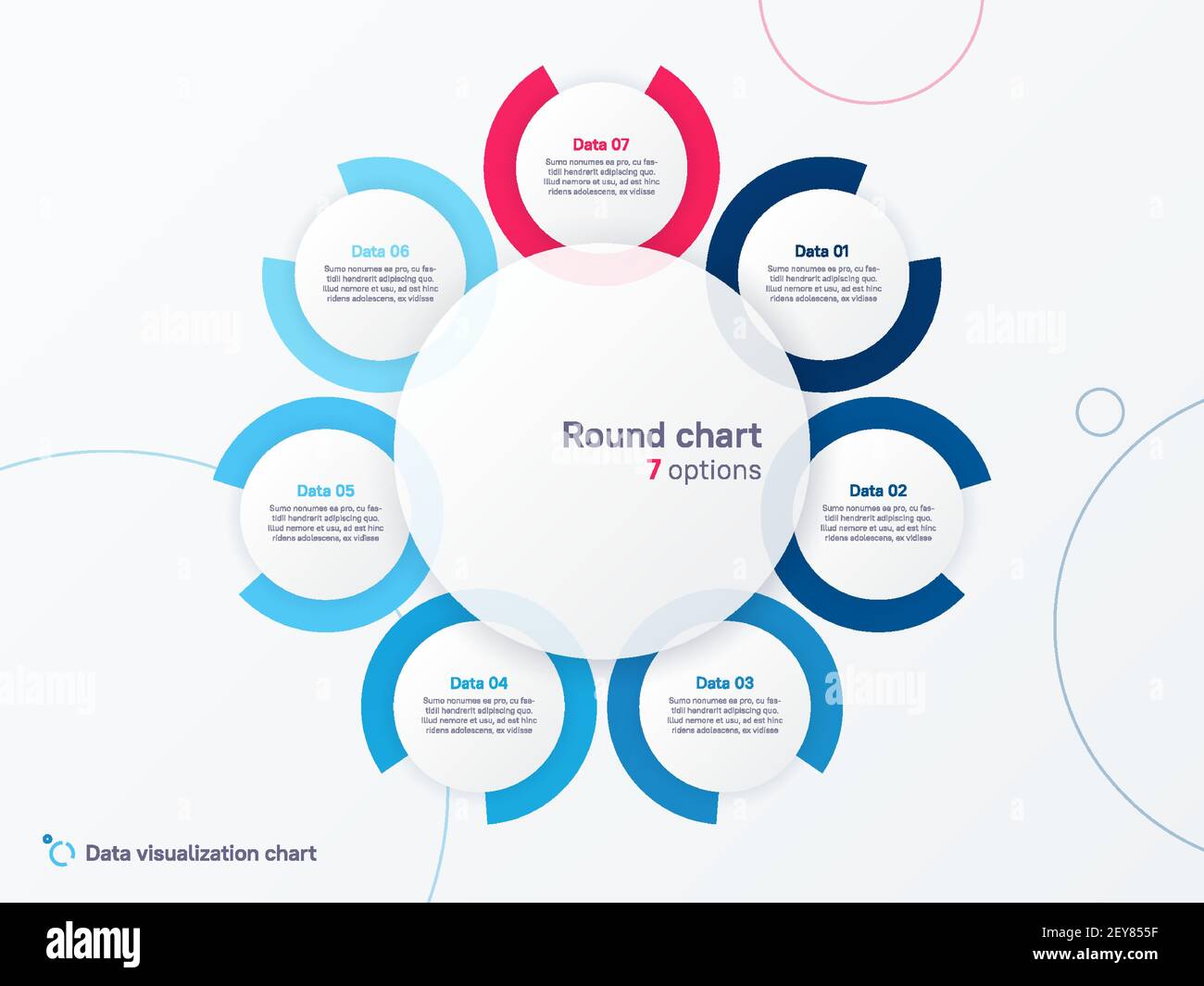 Vector round circle infographic chart template divided by seven parts ...