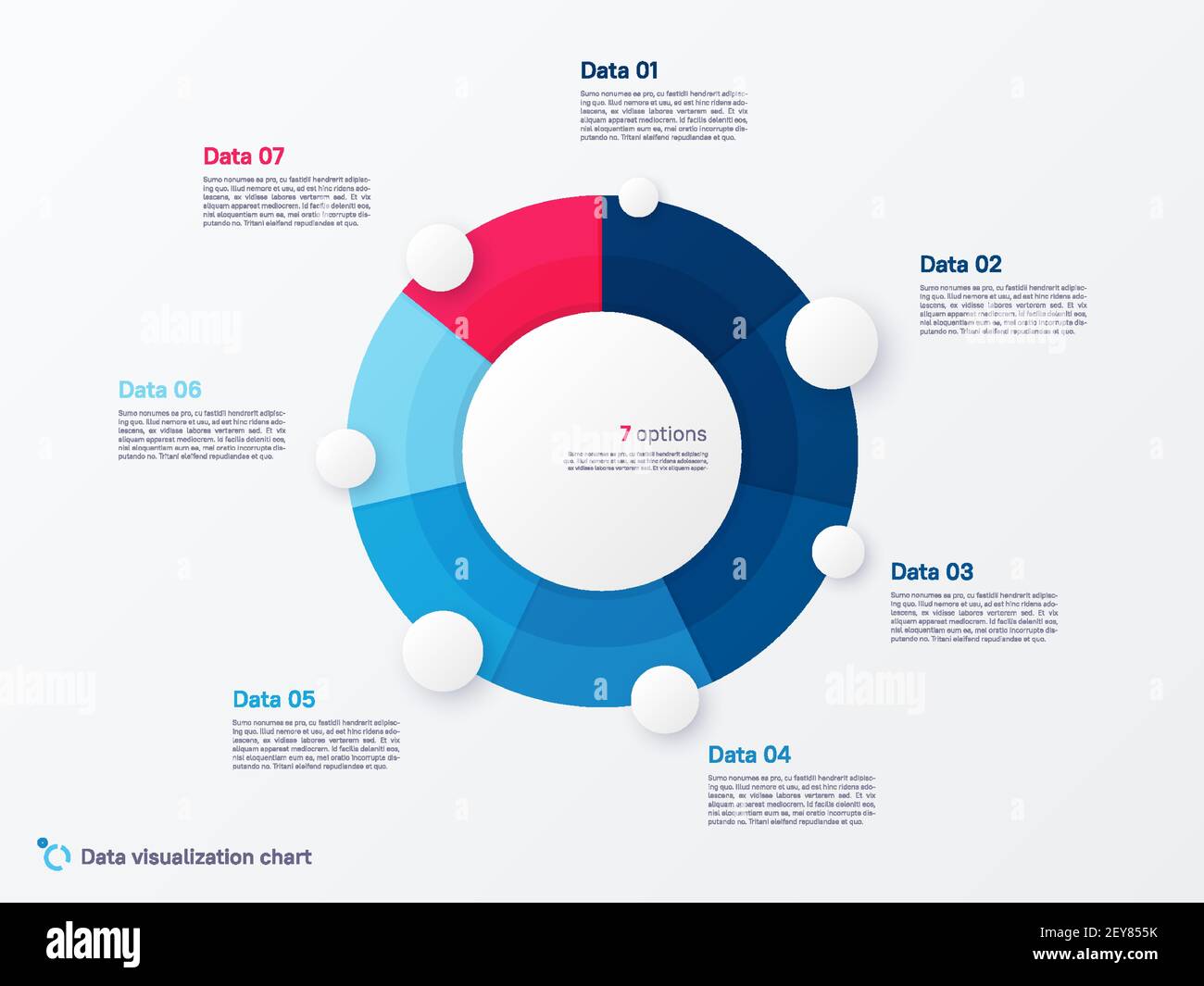 Vector round circle infographic chart template divided by seven parts ...