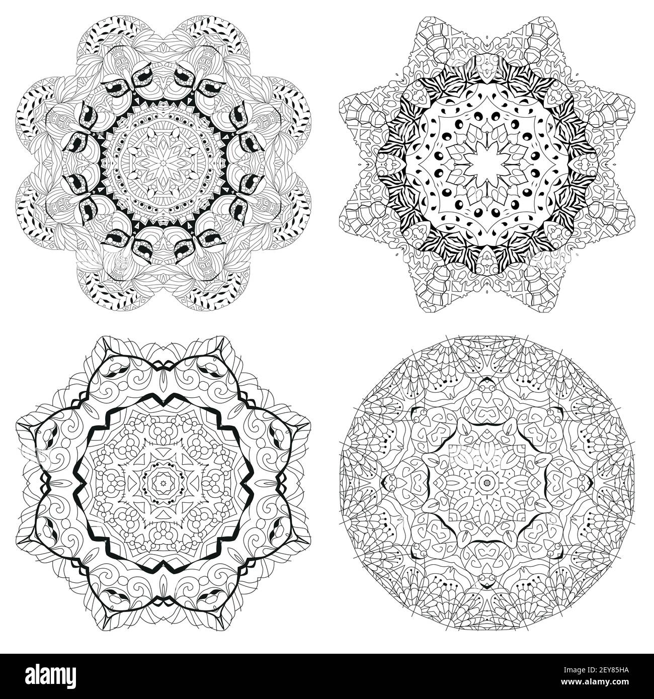 Vector Adult Coloring Book Textures. Hand-painted art design. Adult ...