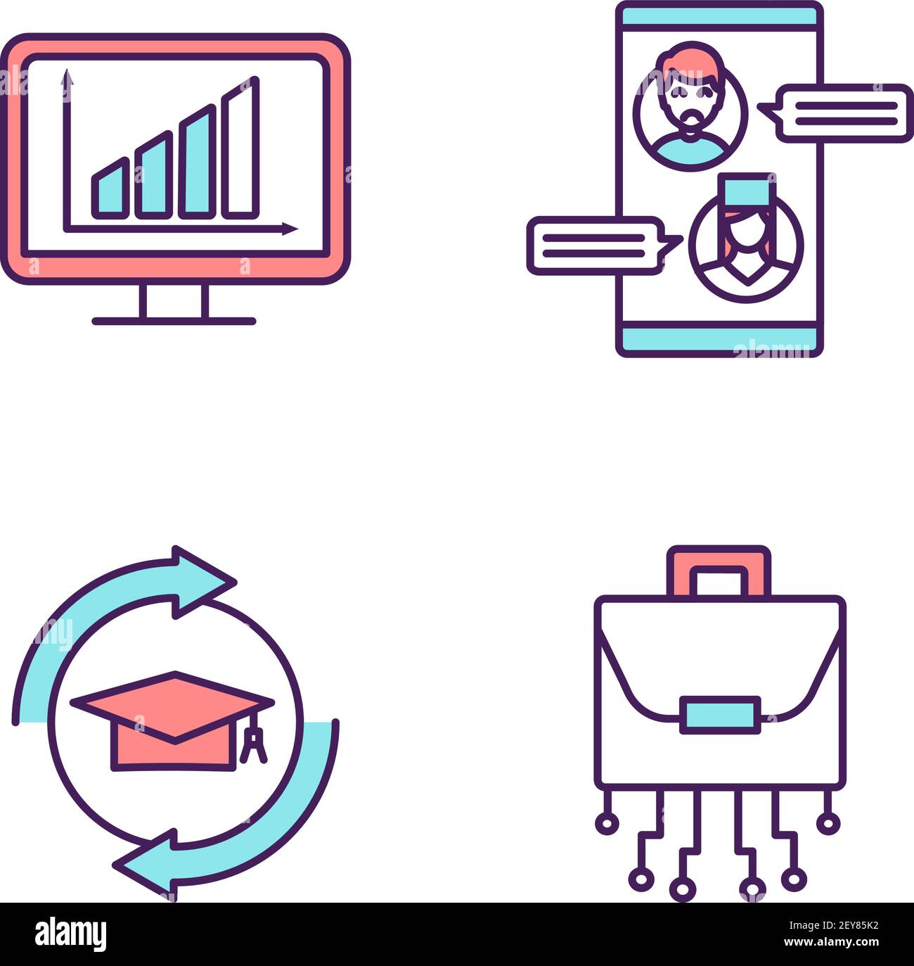 Digital transformation RGB color icons set Stock Vector Image & Art - Alamy