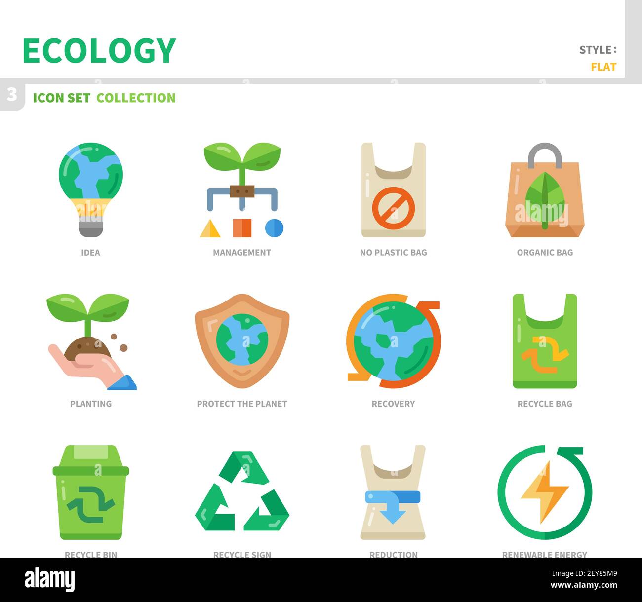 ecology and environment icon set,flat style,vector and illustration ...
