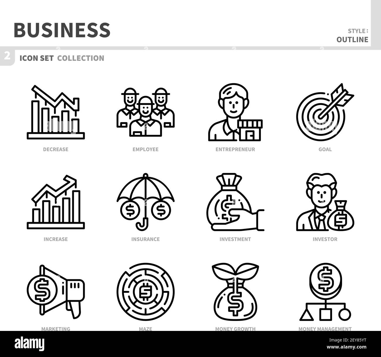 business and finance icon set,outline style,vector and illustration ...