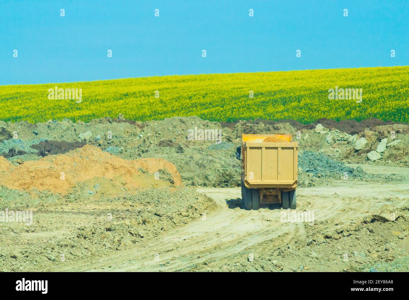 Road construction at Turkey countryside near Ancara at nice summer ...