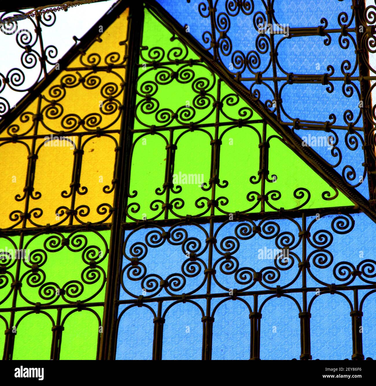 Colorated glass and sun in morocco africa window and light Stock Photo ...