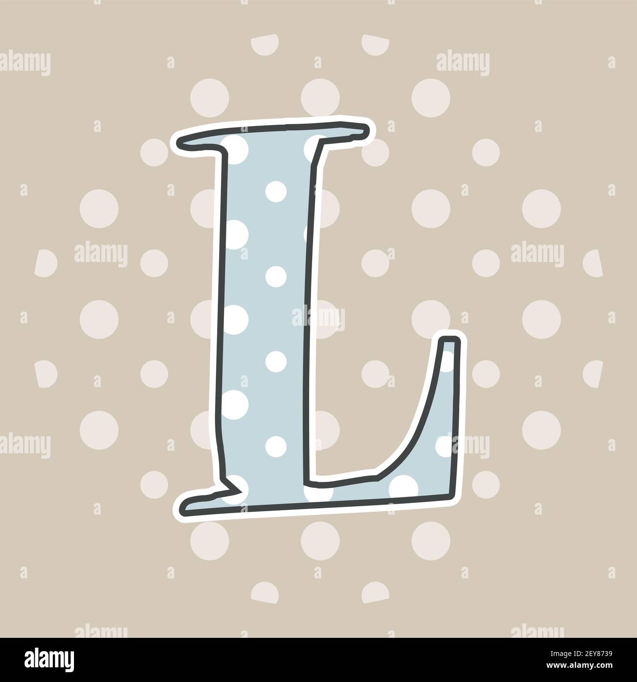 Cute dotted letter L isolated on beige background. Vector illustration ...