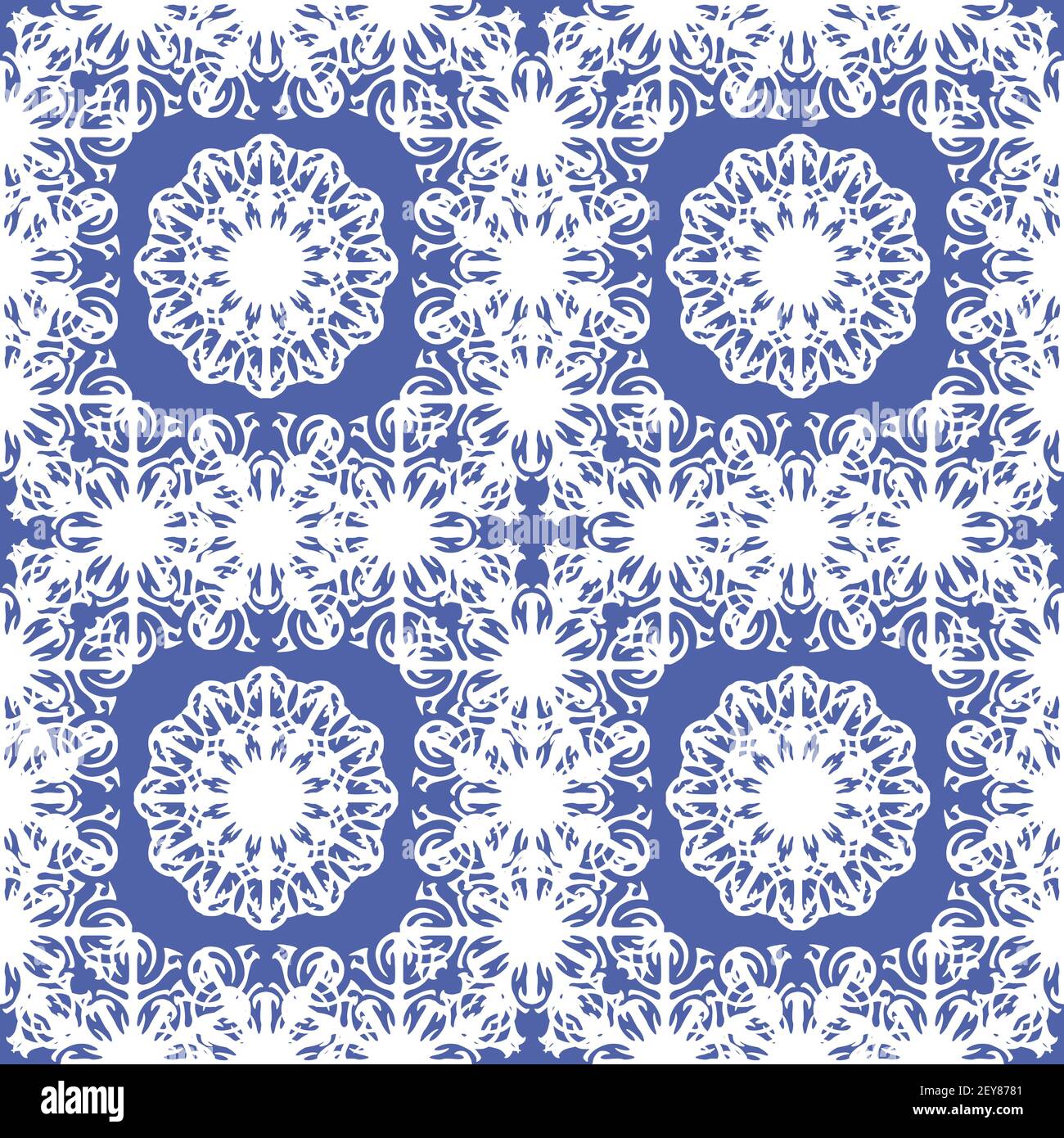 Abstract vector oriental seamless pattern. Ornamental blue and white ...