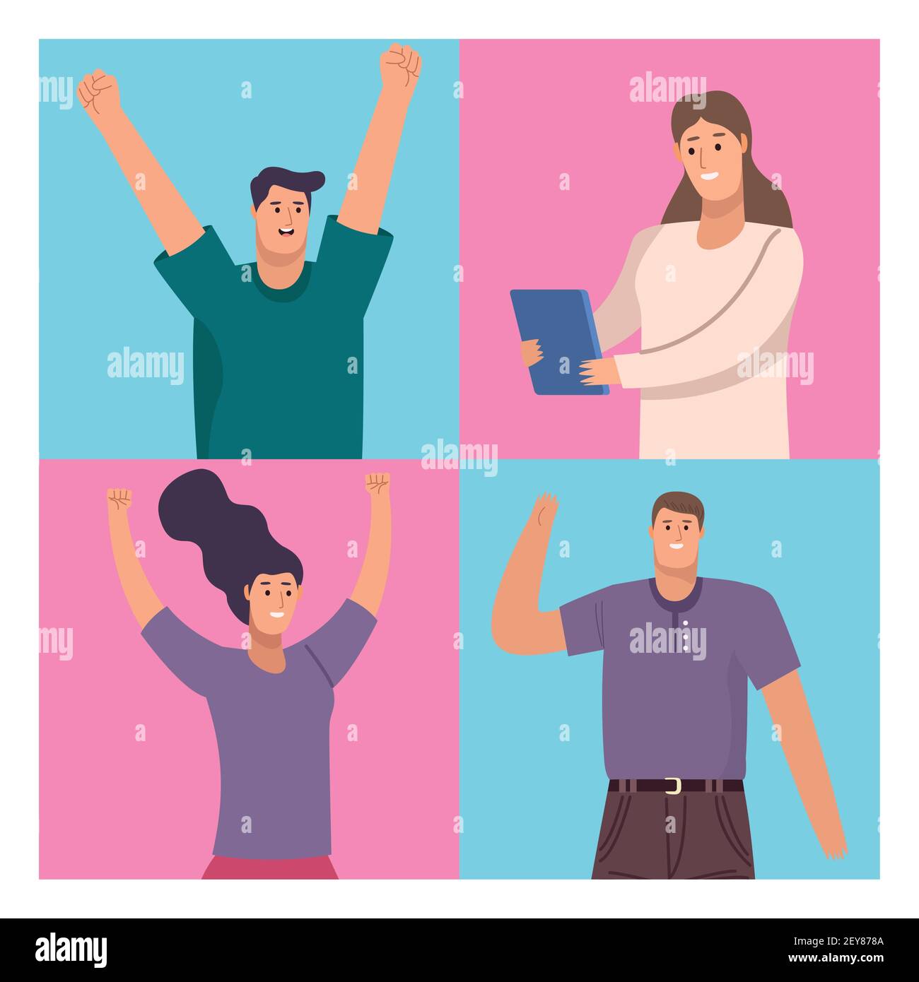 Four employees Stock Vector Images - Alamy