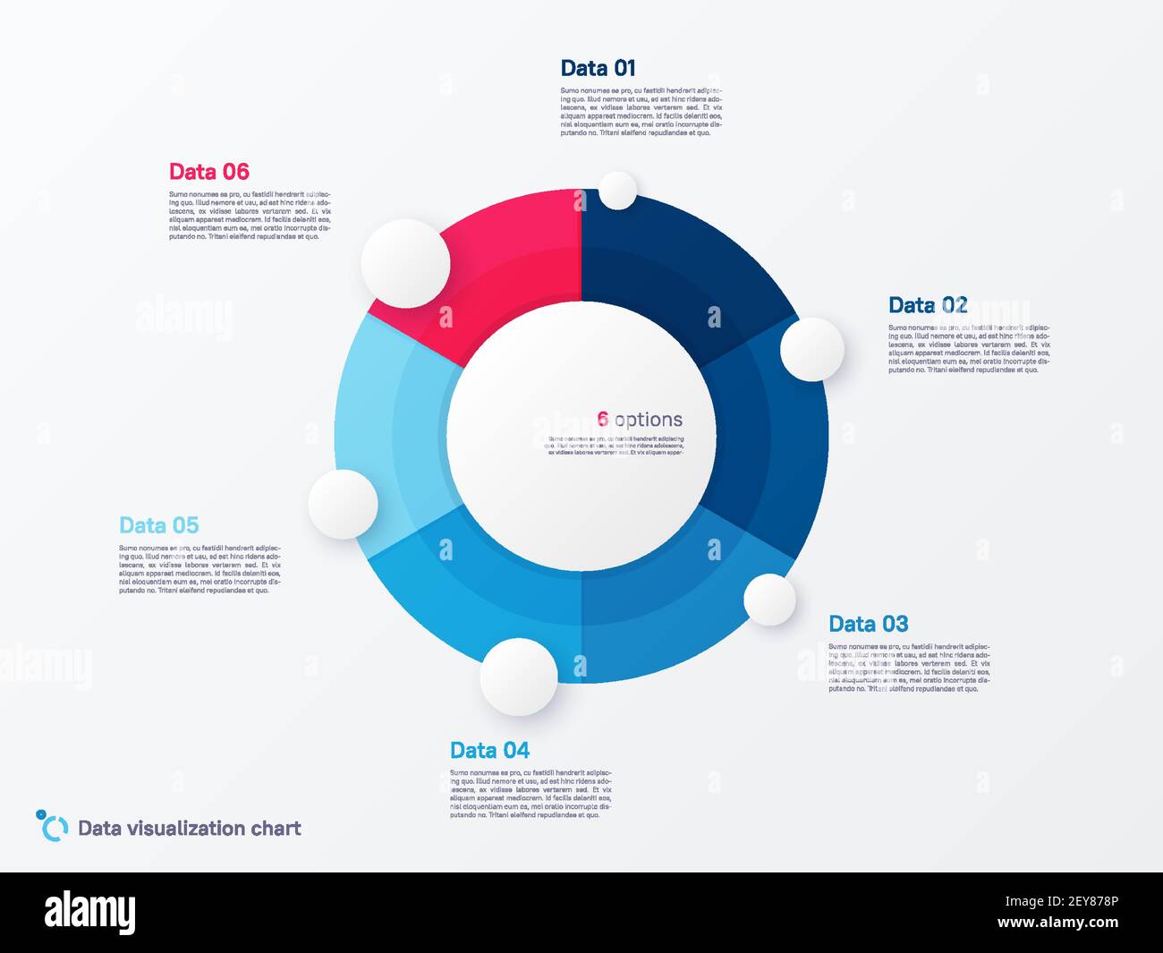 Vector round circle infographic chart template divided by six parts ...