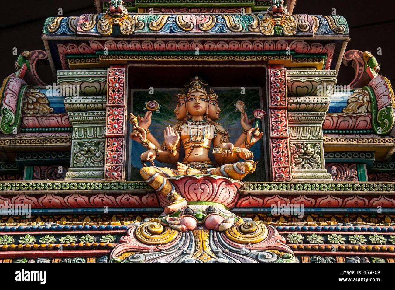 Lord brahma sculpture seen at the temple.Built in 1879 by Vaithi ...