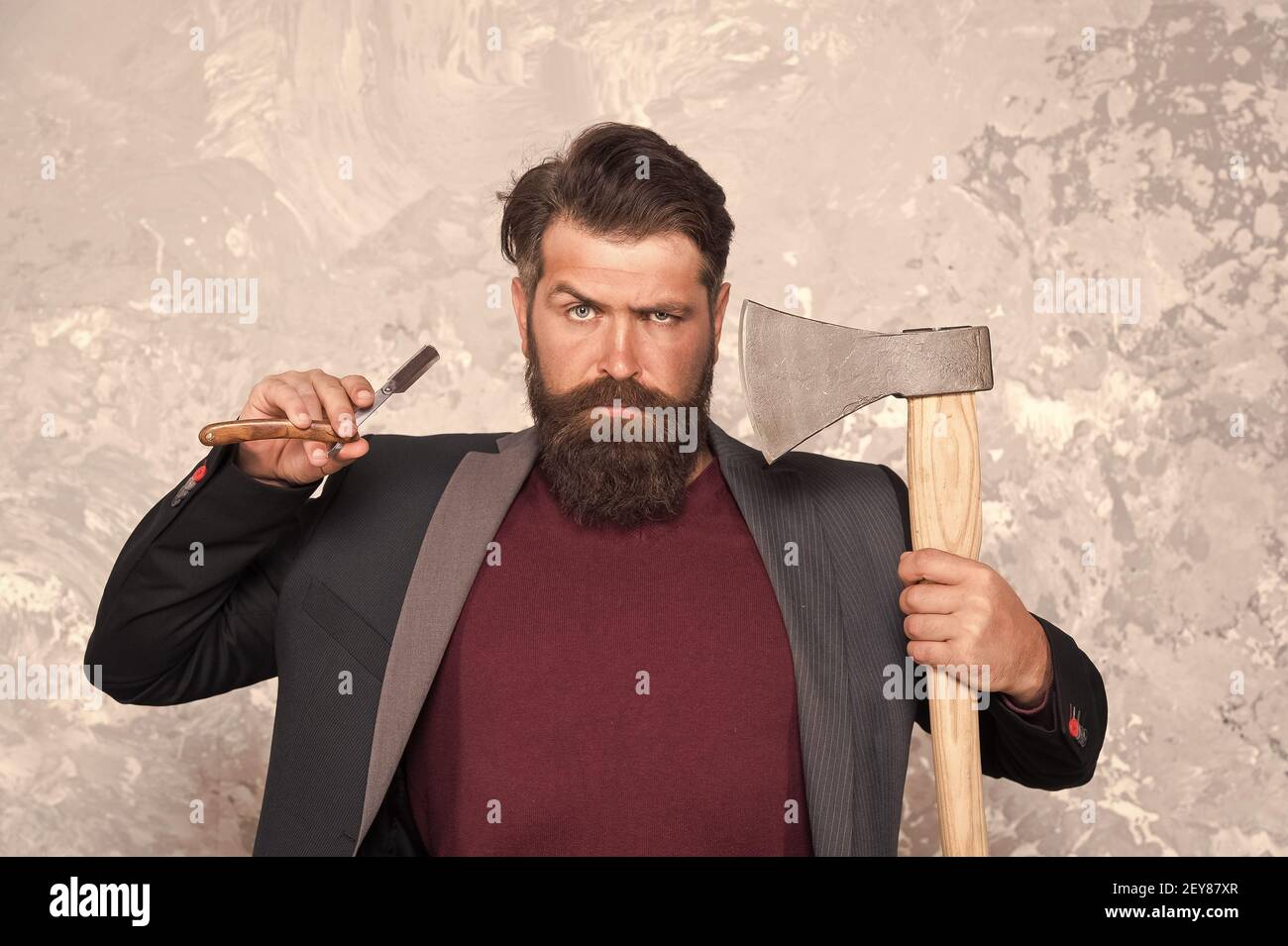 Brutal methods. old weapon. Barbershop hairstyle. Brutal barber. Daring ...