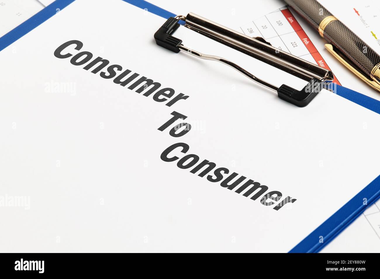 C2C concept. Consumer to consumer on a paper template with graphs Stock ...