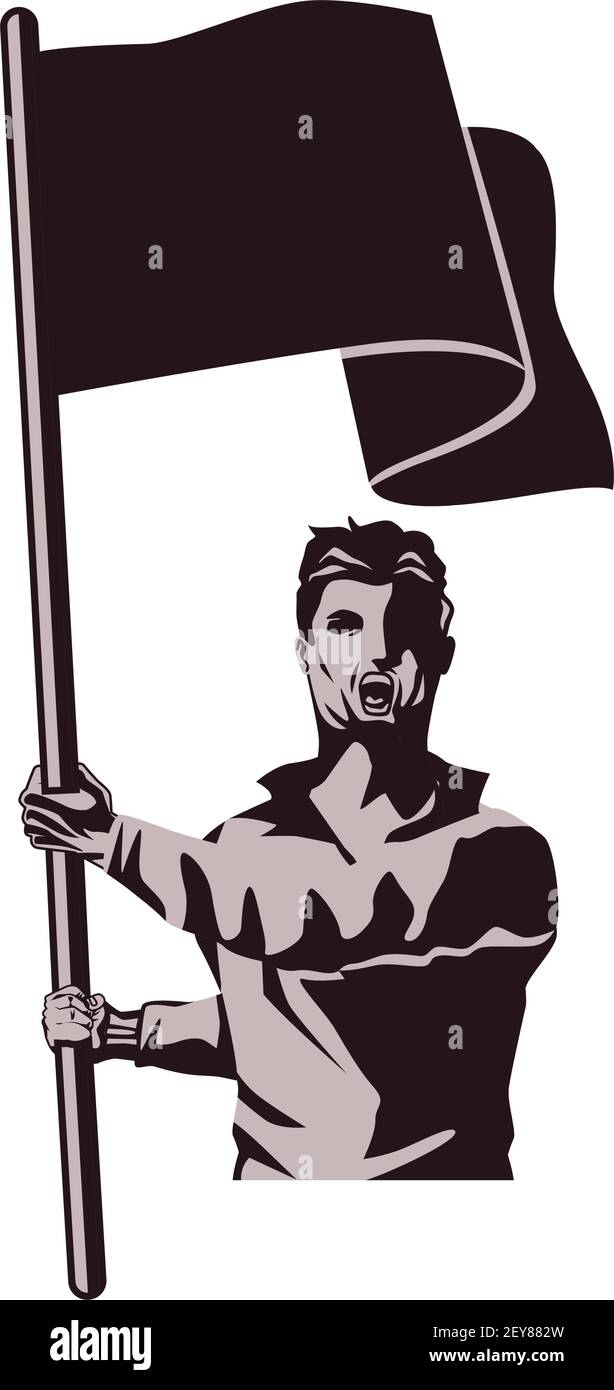 man lifting flag Stock Vector Image & Art - Alamy