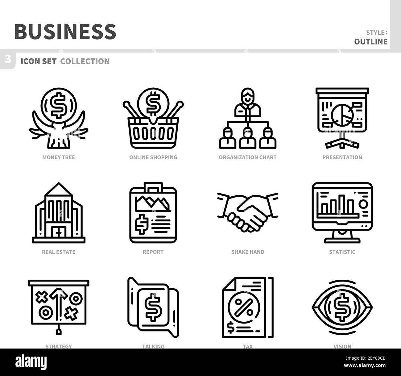 business and finance icon set,outline style,vector and illustration ...