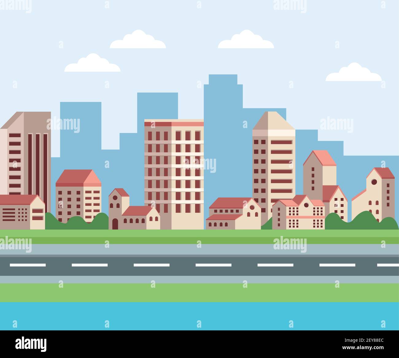 buildings and road Stock Vector Image & Art - Alamy