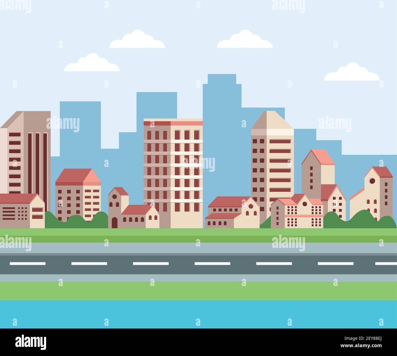 buildings and road Stock Vector Image & Art - Alamy