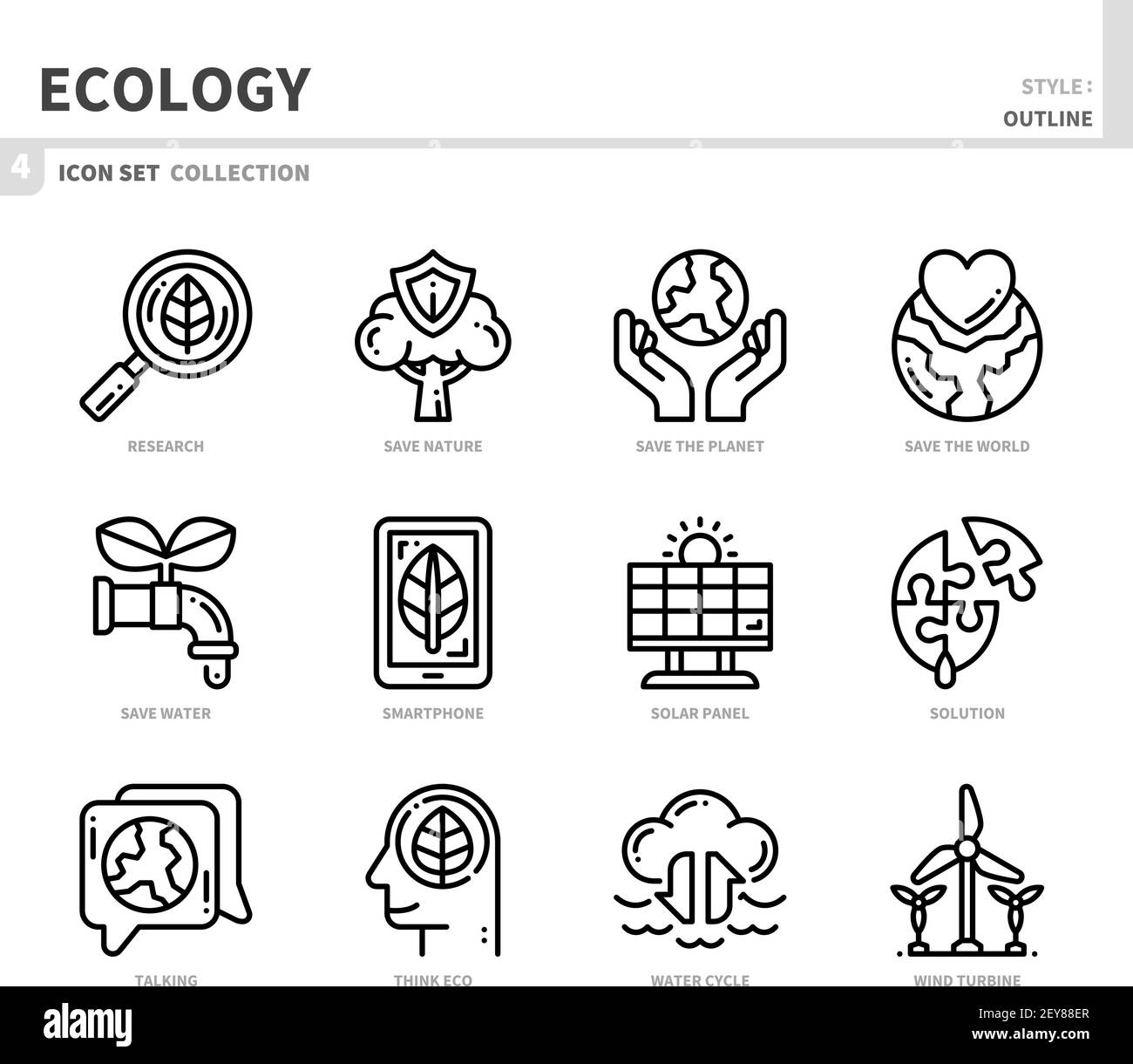 ecology and environment icon set,outline style,vector and illustration ...