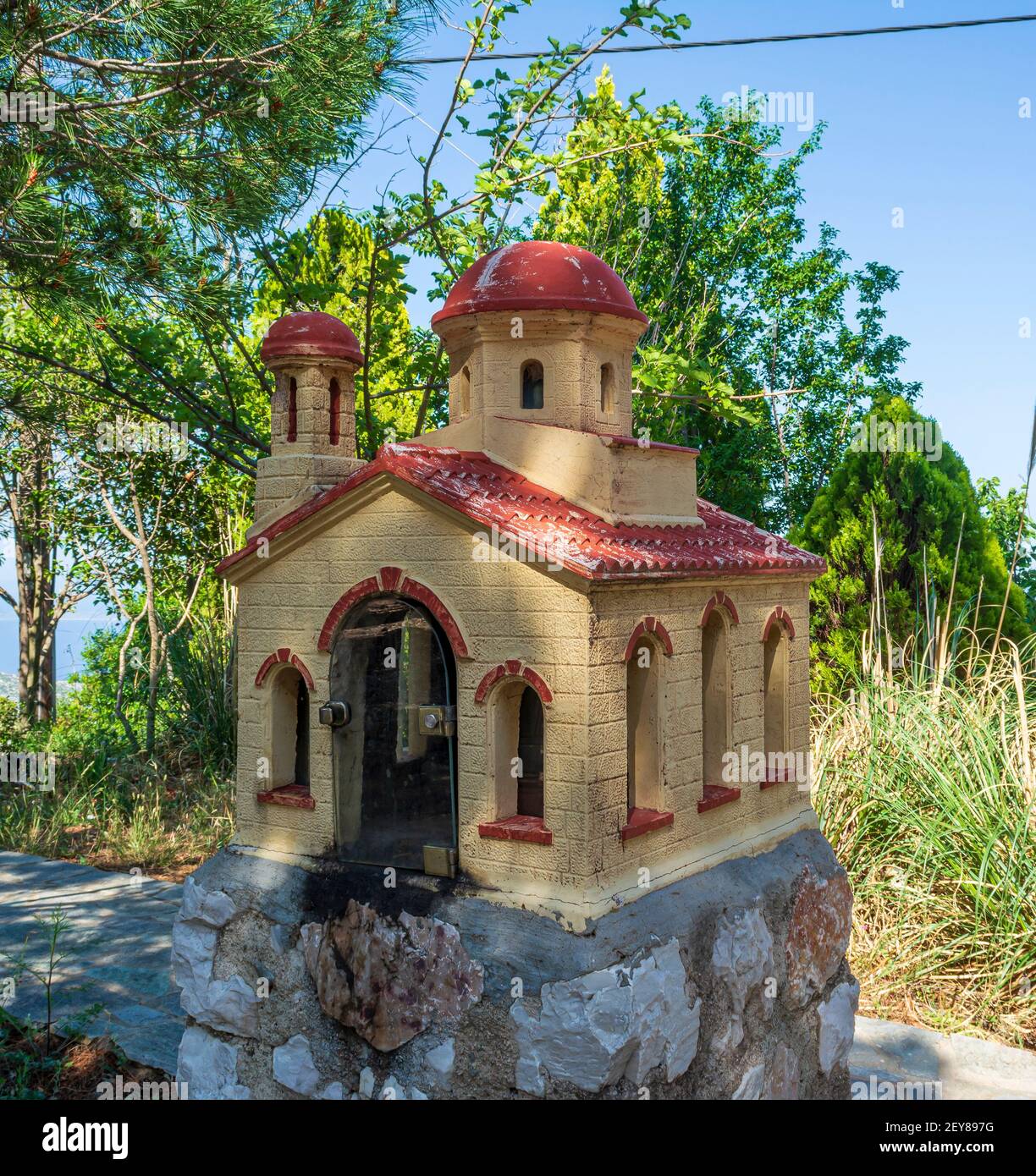Greek miniature church reminiscent of a church for lighting candles ...
