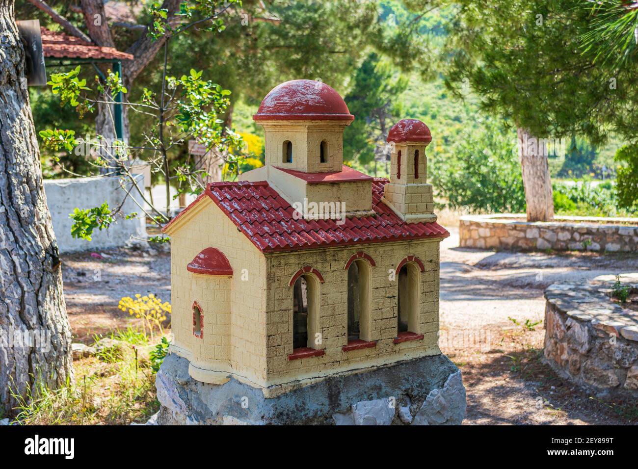 Greek miniature church reminiscent of a church for lighting candles ...
