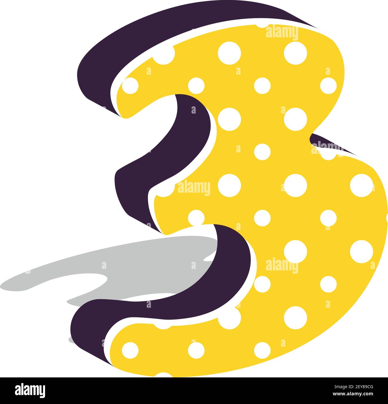 Cute dotted 3d number three isolated on white background. Vector ...