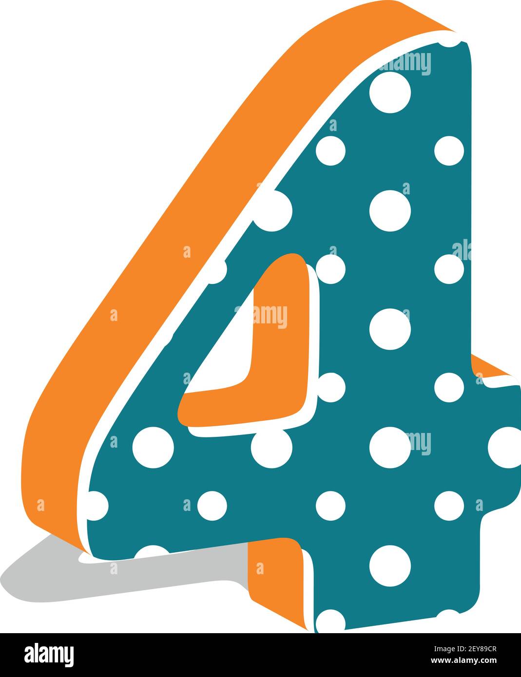 Cute dotted 3d number four isolated on white background. Vector ...