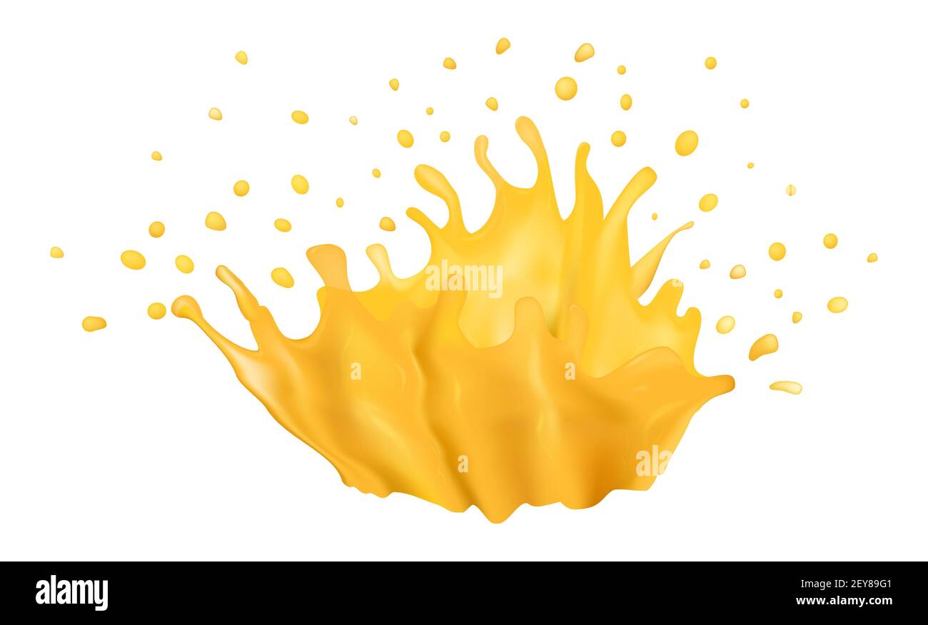 Orange transparent splash. Mango, pineapple, papaya juice, realistic ...