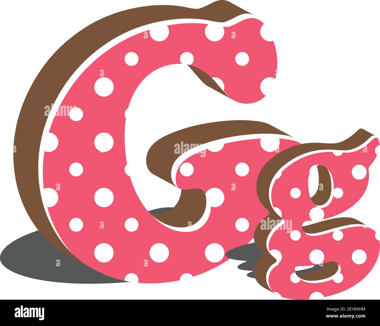 Capital and numeric cute dotted 3d letter G isolated on white ...