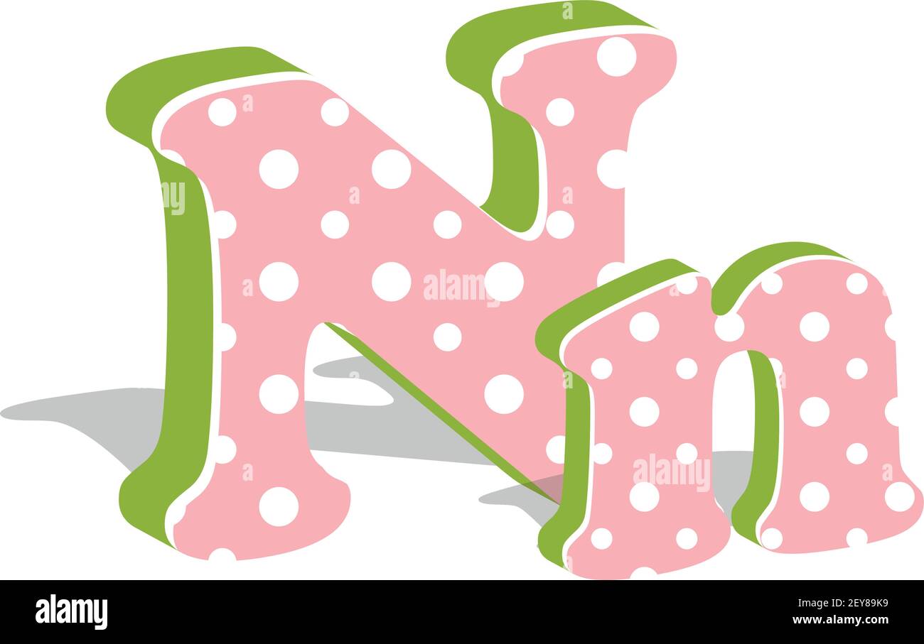 Capital and numeric cute dotted 3d letter N isolated on white ...