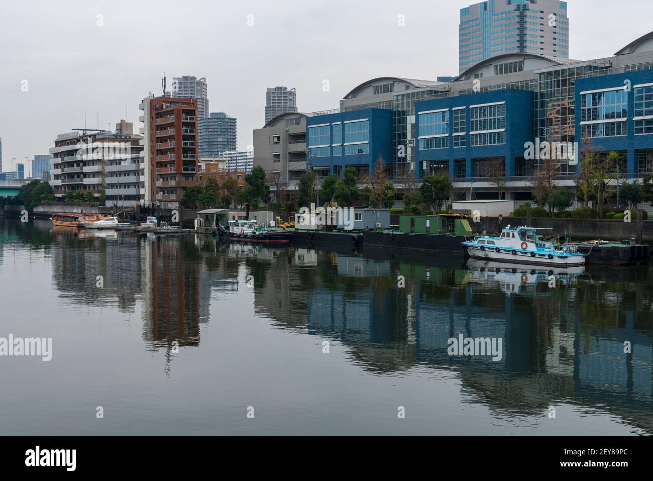 Buildings stand along Asashio Canal at Chuo ward Tokyo Japan Stock ...