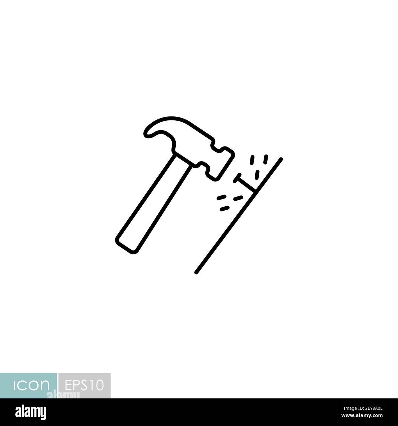 Hammer and nails vector flat icon. Construction, repair and building ...