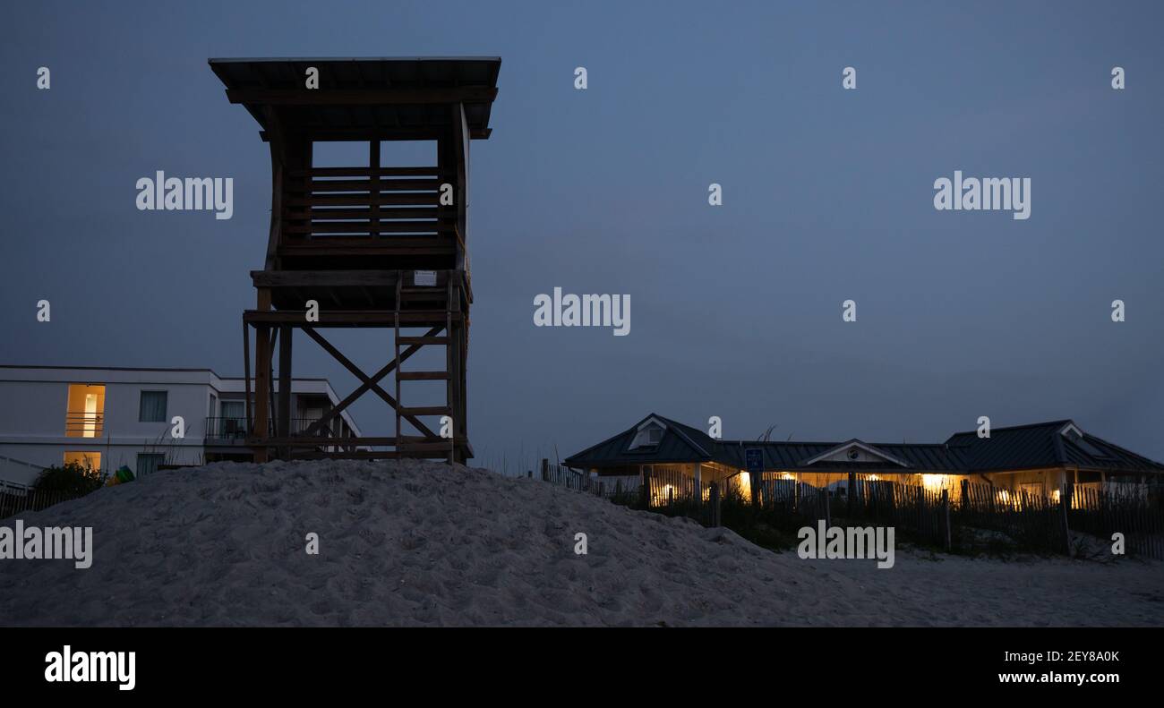 Empty Lifeguard Station at Dawn Stock Photo - Alamy