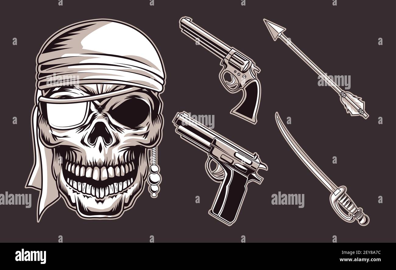 Skull guns head skeleton hi-res stock photography and images - Alamy