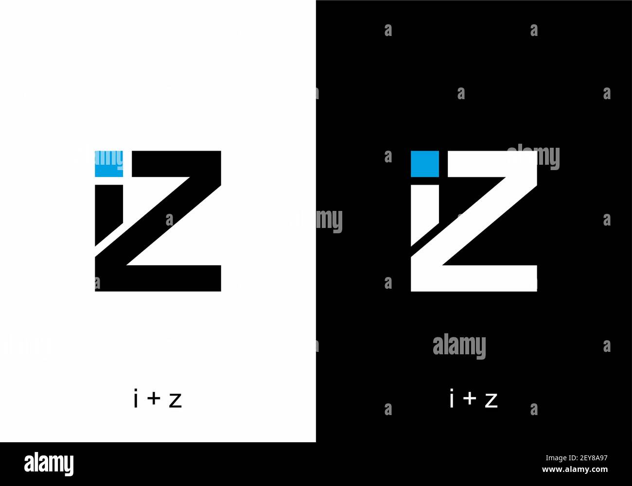 Black white blue of iz initial letter text design Stock Vector Image ...