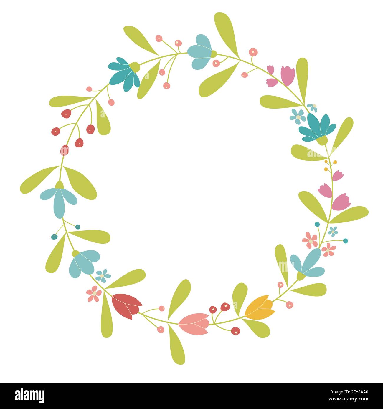 Spring wreath with flowers, isolated on white background Stock Photo ...