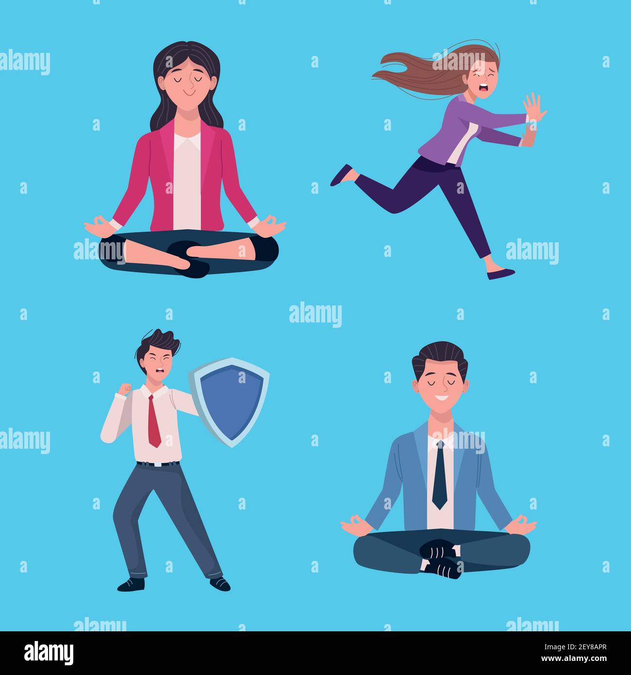 group of business people stressed and relaxed characters Stock Vector ...